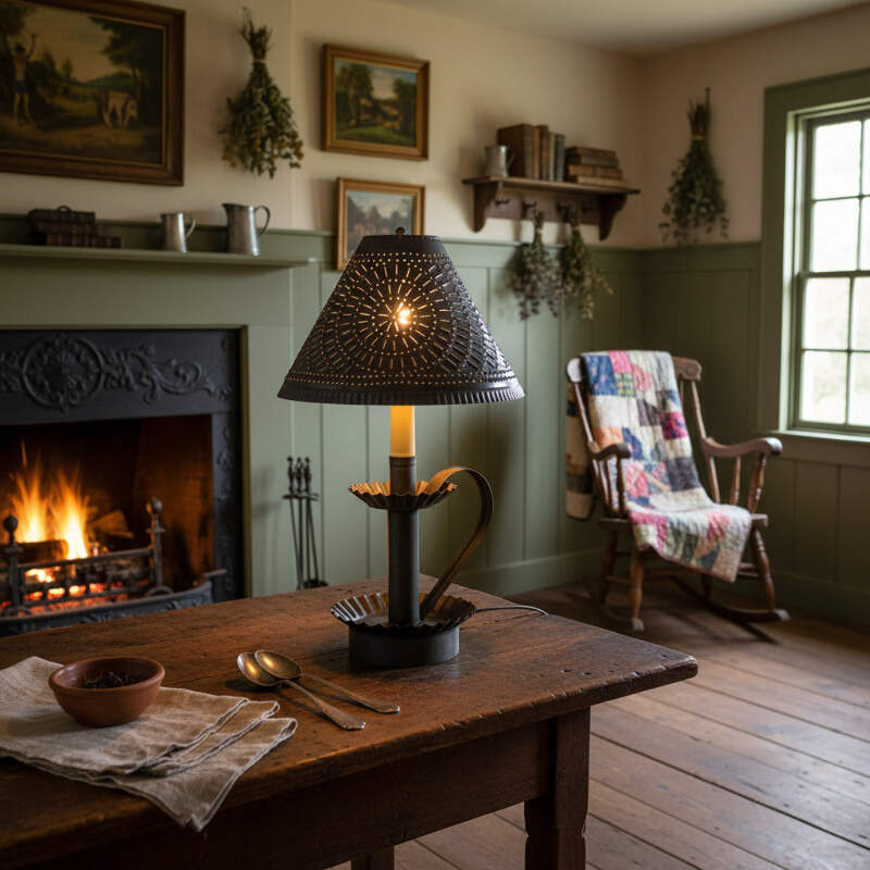 small black candlestick lamp
