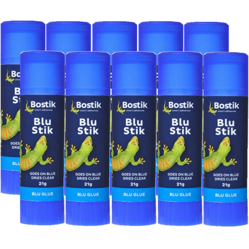 NEW 10 Pack Bostik Blue Glue Sticks 35g Blu Stic Stik BULK School Art ...